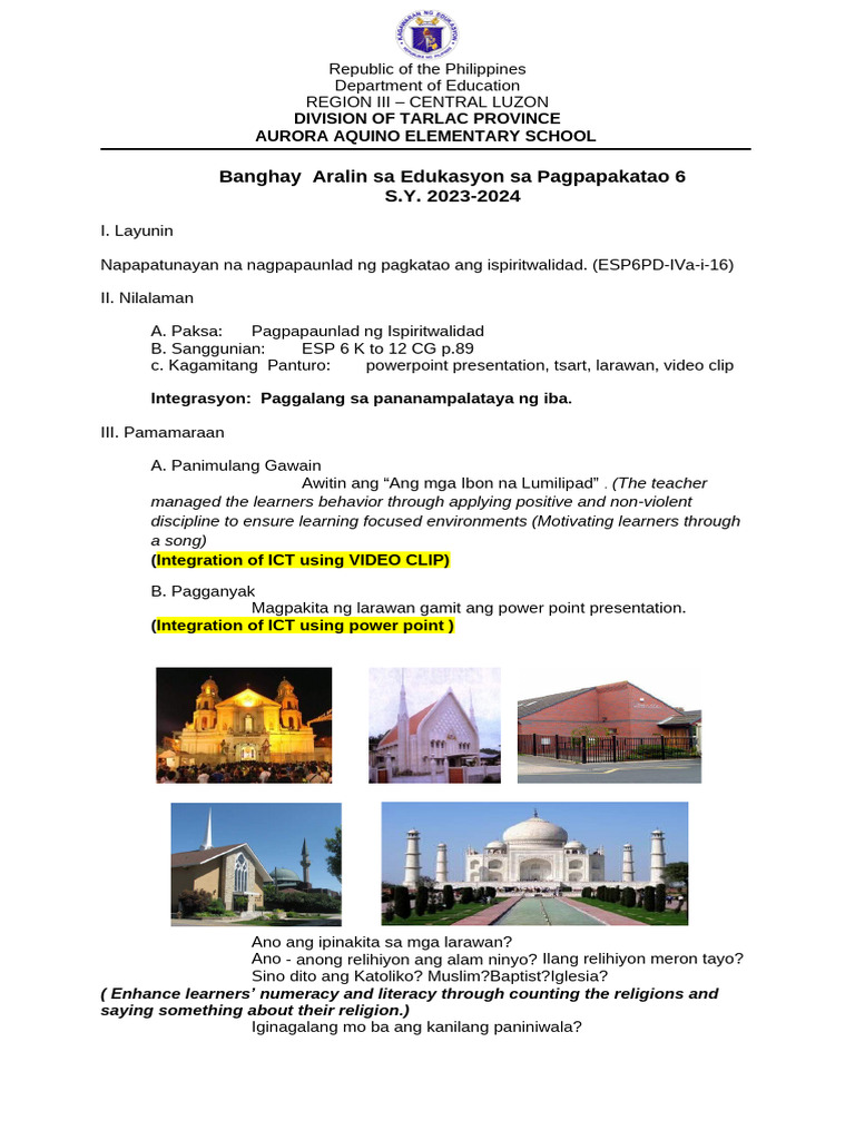 ESP 6 Q4 LEsson Plan | PDF