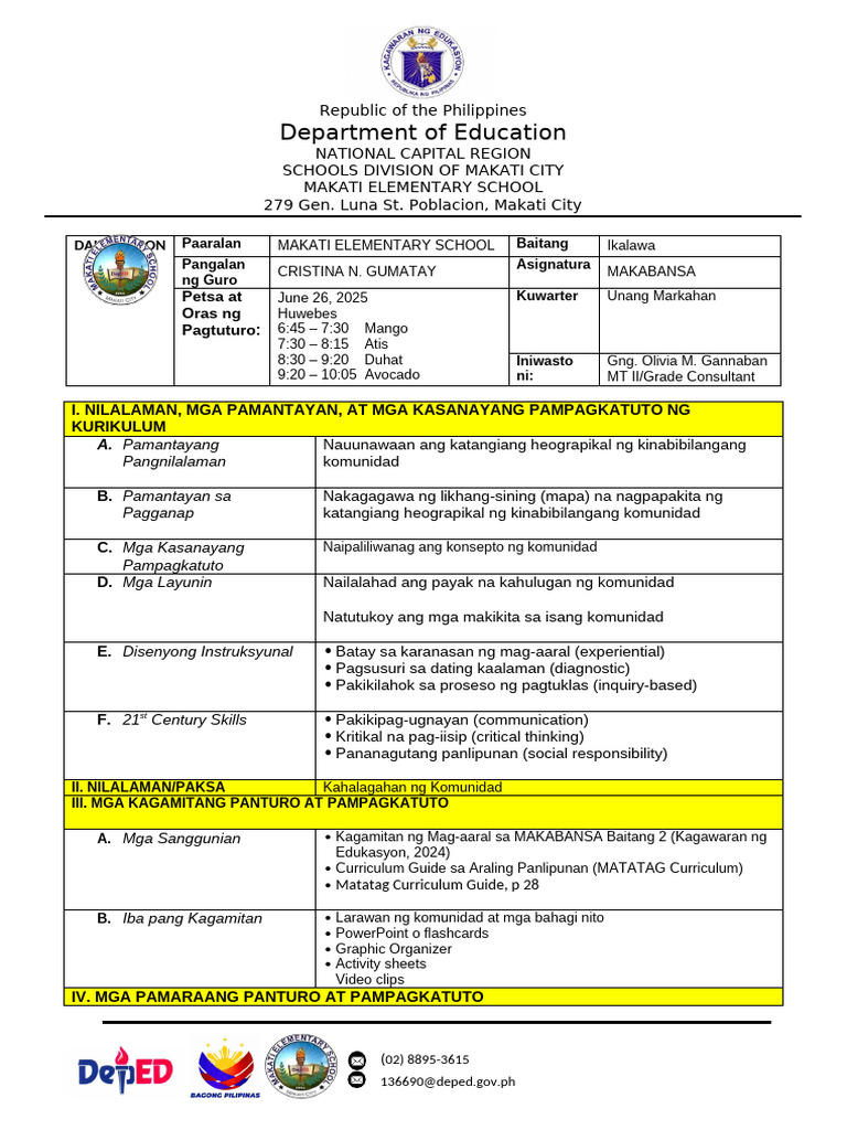 MAKABANSA - Q1 - W1 - D3 - June 26, 2025 | PDF