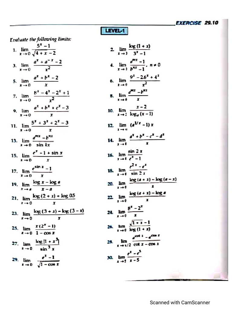 Limits (Exponential Limit and 1 To The Power Infinity) | PDF