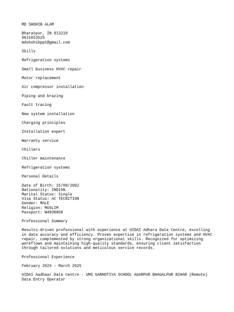 MD Shohibalam Resume | PDF