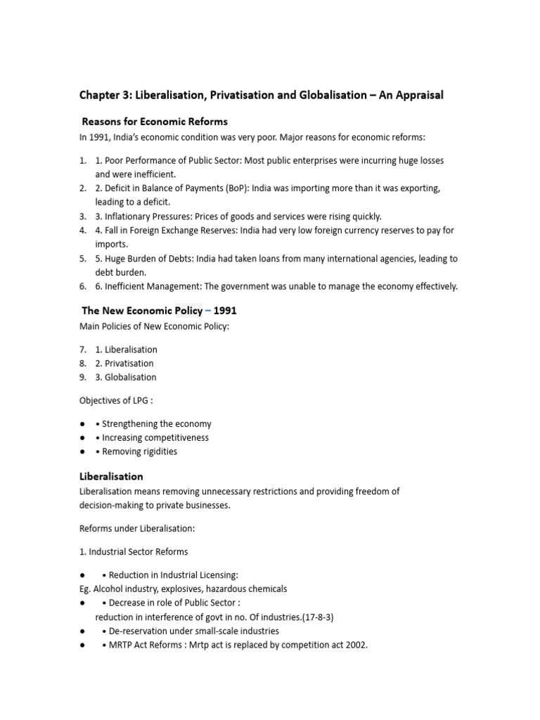 Chapter 3 LPG Notes Class12 | PDF | Public Economics | International Trade
