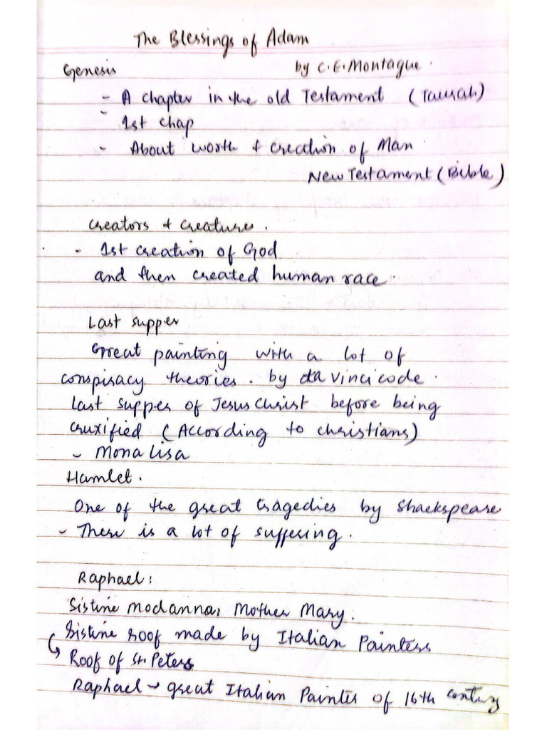 The Blessings of Adam - Summary | PDF