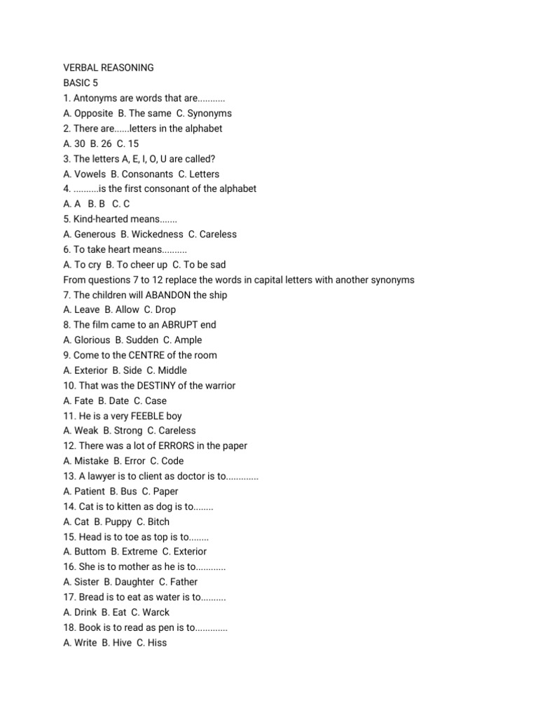 Basic 5 Verbal 5 | PDF