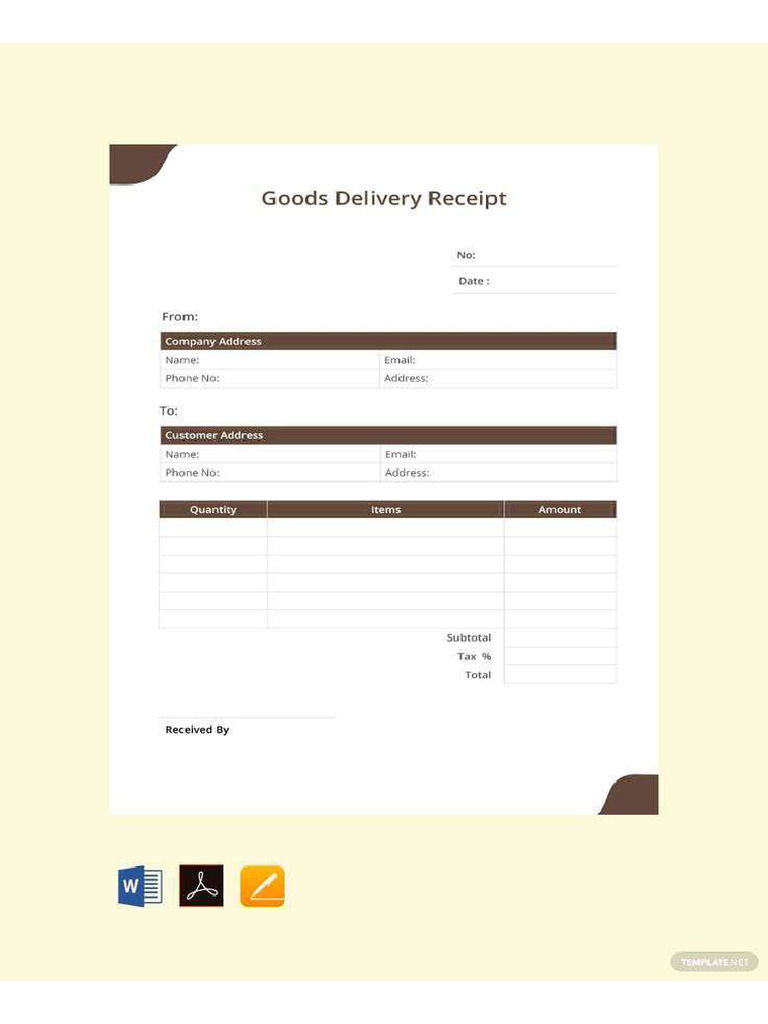 Instantly Download Free Goods Delivery Receipt | PDF