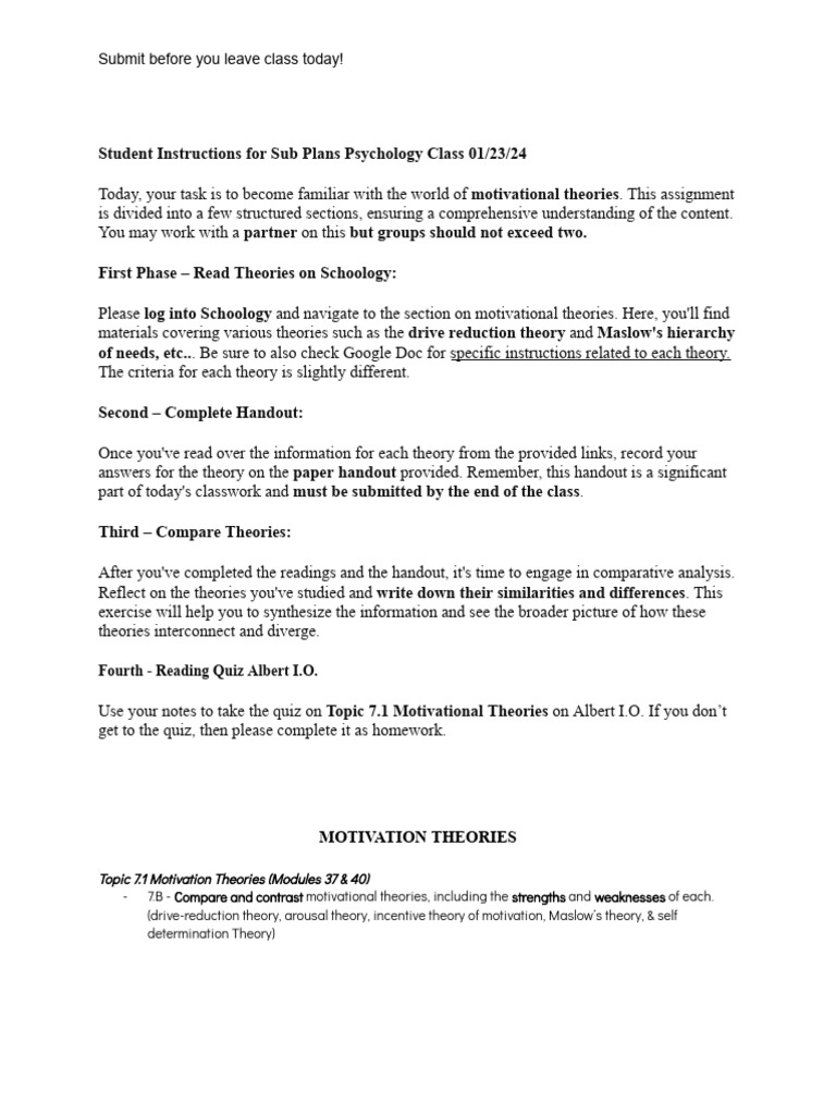 Student Guide to Motivational Theories | PDF | Motivational | Motivation