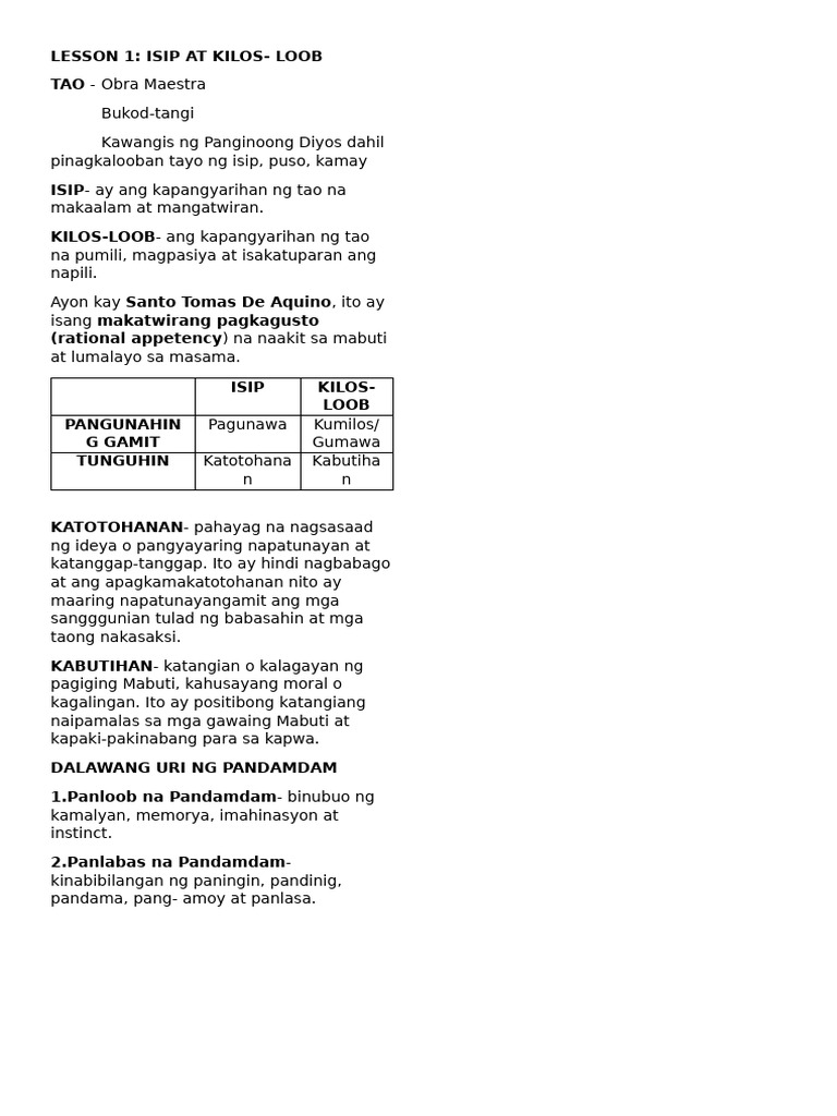 Isip at Kilos Loob | PDF