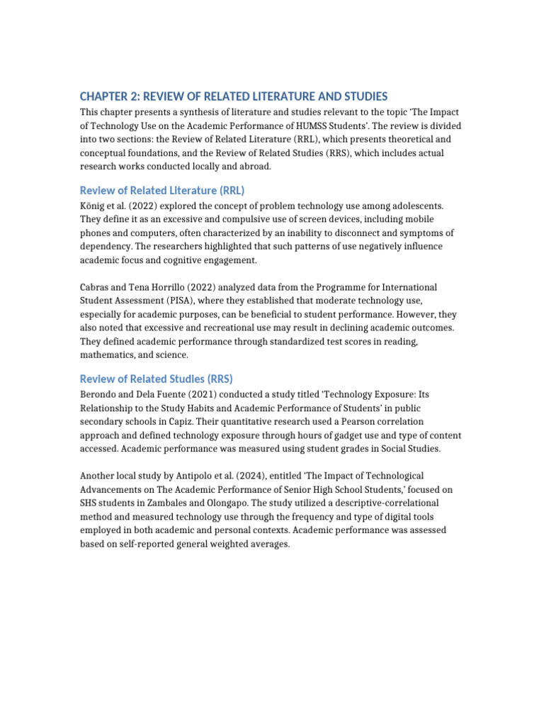 Chapter 2 RRL and RRS Technology Academic Performance | PDF
