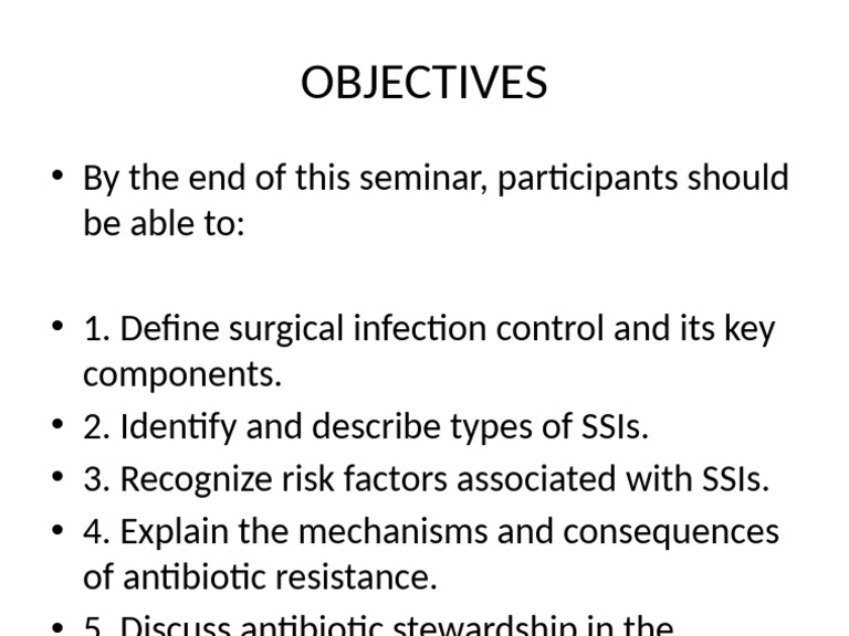 Surgical Infection Control Objectives | PDF