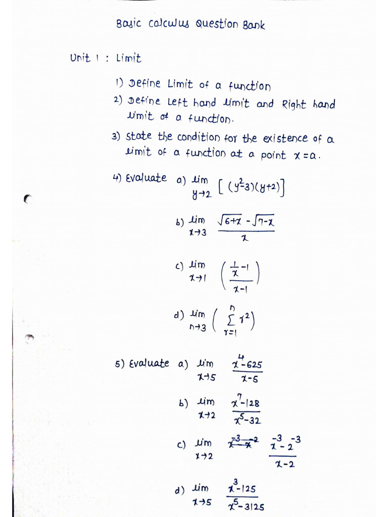 Question Bank For Basic Calculus | PDF