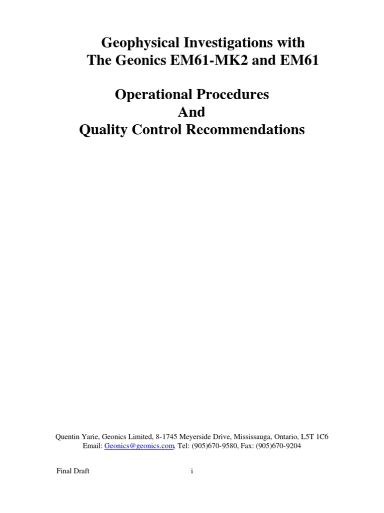 Geophysical Investigations With The Geonics EM61-MK2 and EM61 ...