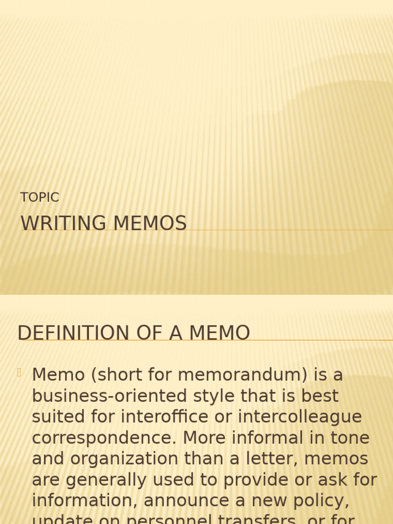 Topic 10 Writing Memos | PDF | Memorandum | Human Communication