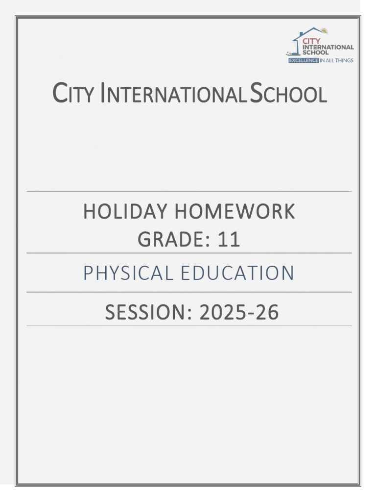Grade 11 Physical Education Holiday Homework | PDF