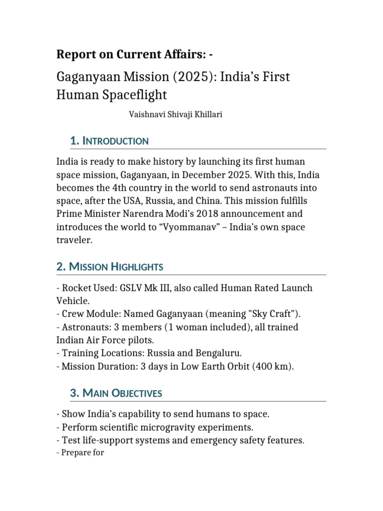 Report On Current Affairs | PDF