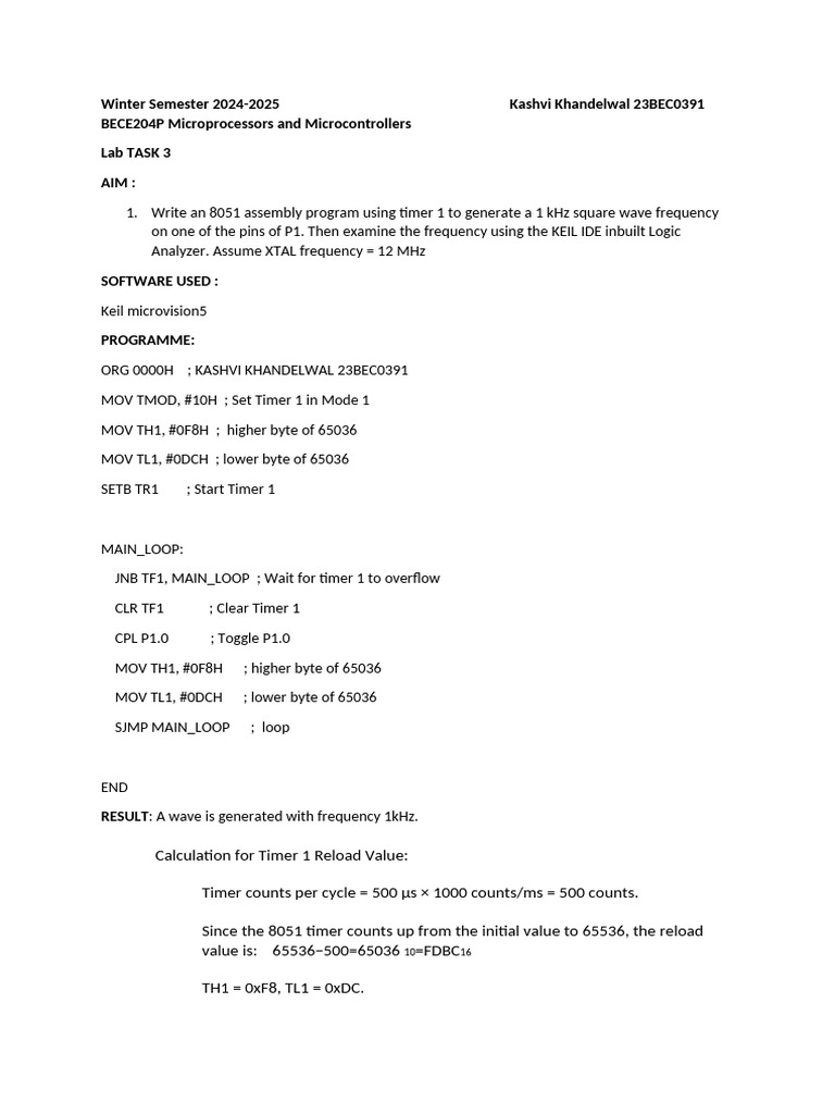 MPMC Lab Task 3 23bec0391 | PDF
