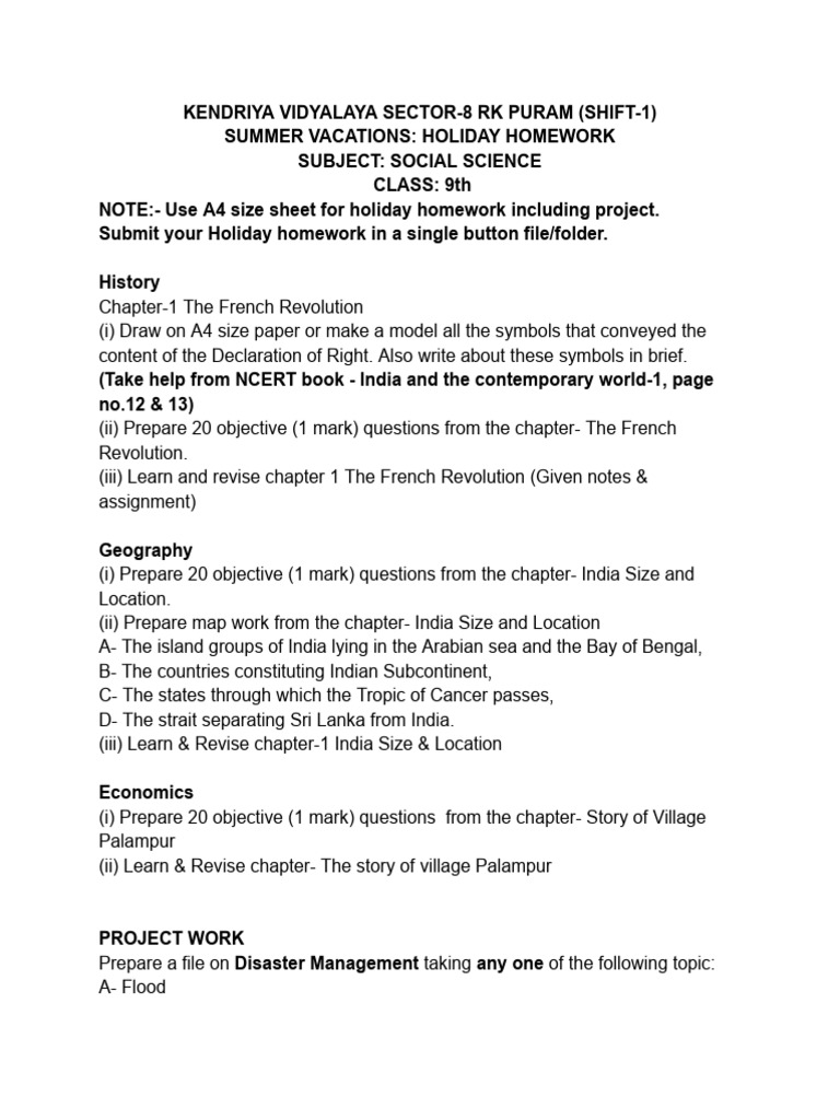 SSC HW Class 9 | PDF