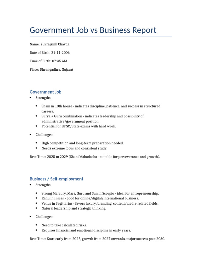 Government Vs Business Report Yuvrajsinh | PDF