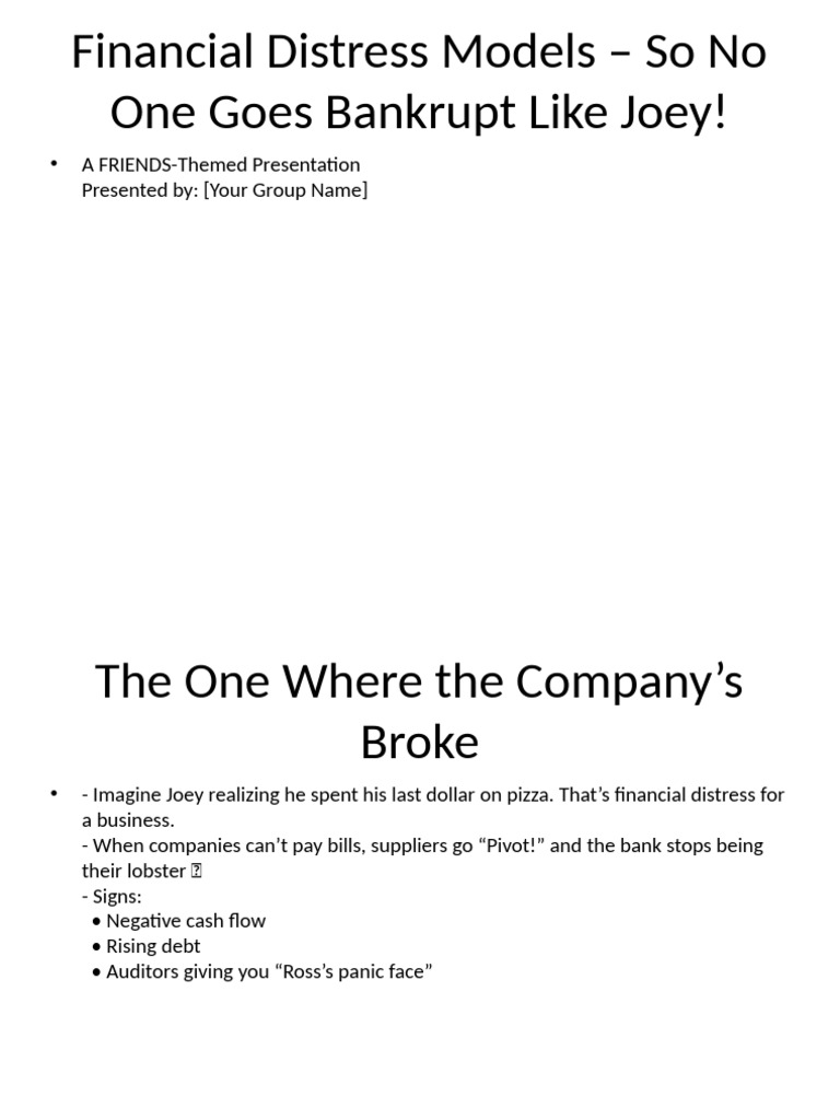 FRIENDS Themed Financial Distress Models | PDF