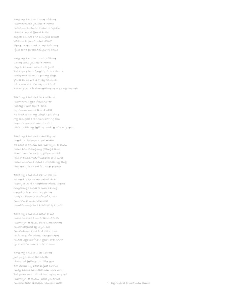 Understanding ADHD Through Poetry | PDF