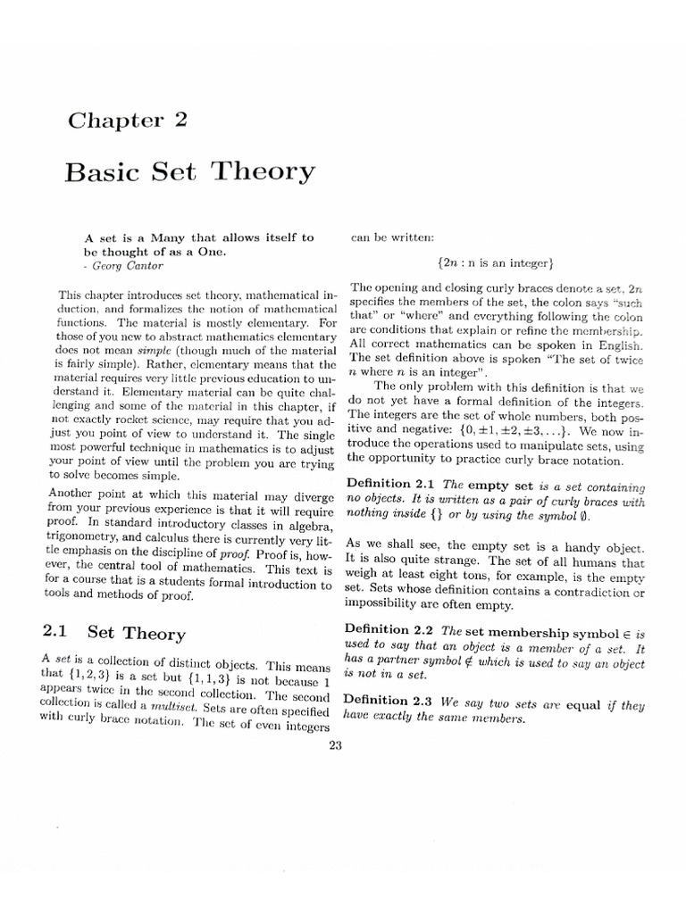 MTH 101 Set Theory | PDF