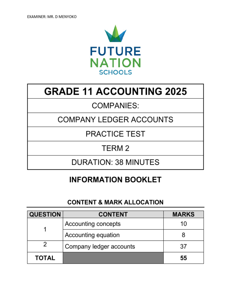 Grade 11 Company Ledger Practice Test | PDF | Dividend | Taxes
