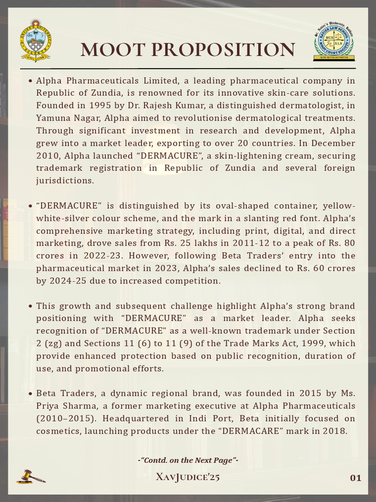 XavJudice'25 (MOOT PROPOSITION) | PDF | Trademark | Lawsuit