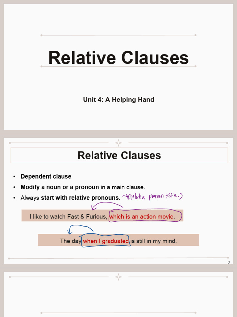 Relative Clause Worksheet | PDF | Pronoun | Semantic Units