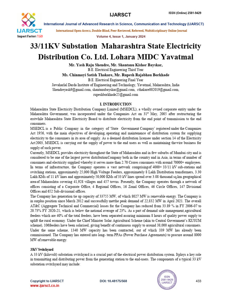 MSEDCL 33/11 kV Substation Overview | PDF | Transformer | Electrical Engineering