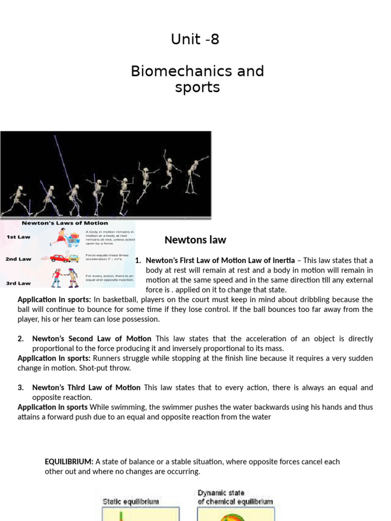 Unit - 8 Biomechanics and Sports | PDF | Friction | Force