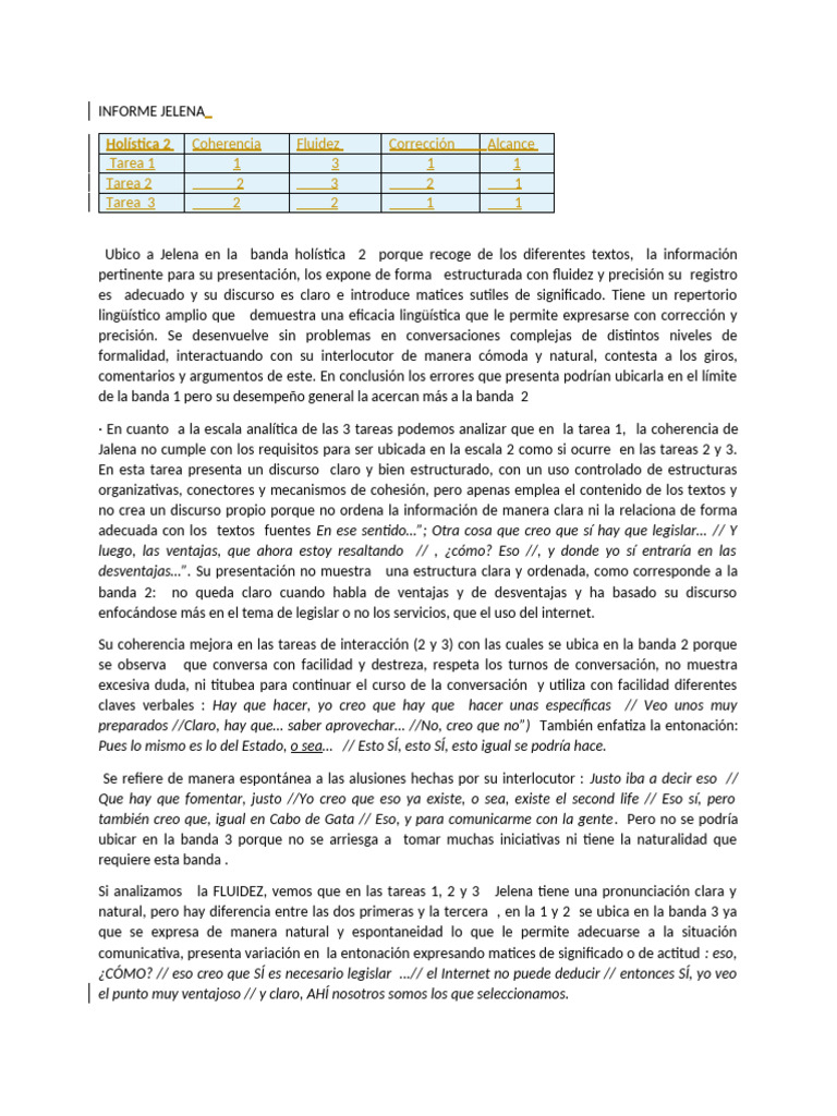 Informe Jelena | PDF