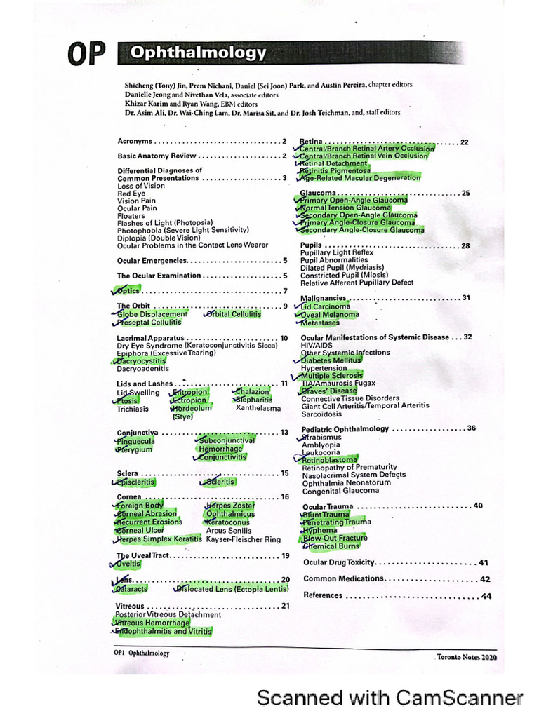 Toronto Notes EYE | PDF
