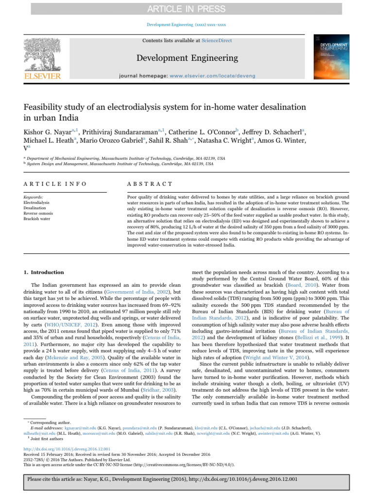 Electrodialysis for Home Water Desalination | PDF | Water