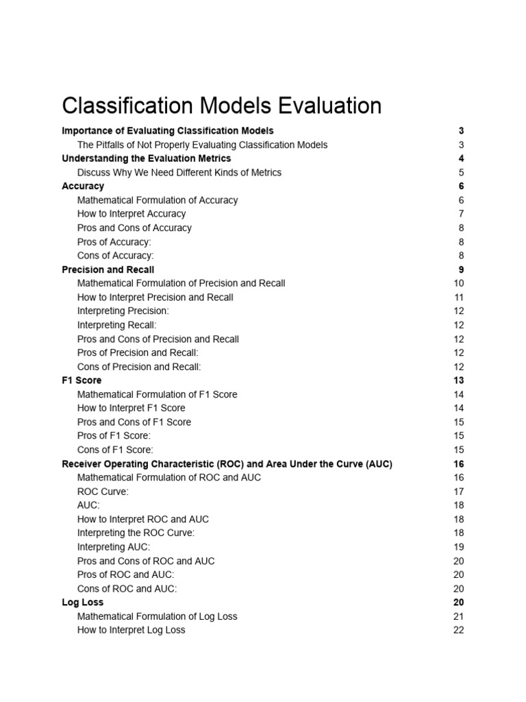 Evaluating Classification Models Metrics | PDF | Receiver Operating ...