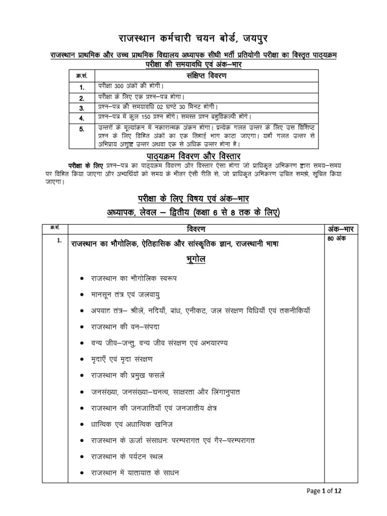 REET Mains SST Syllabus Overview | PDF