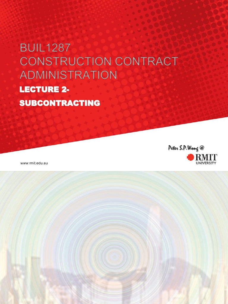 BUIL1287Lec2 Subcontracting | PDF | Employment | Subcontractor