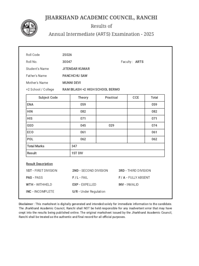 Home - Jharkhand Academic Council | PDF