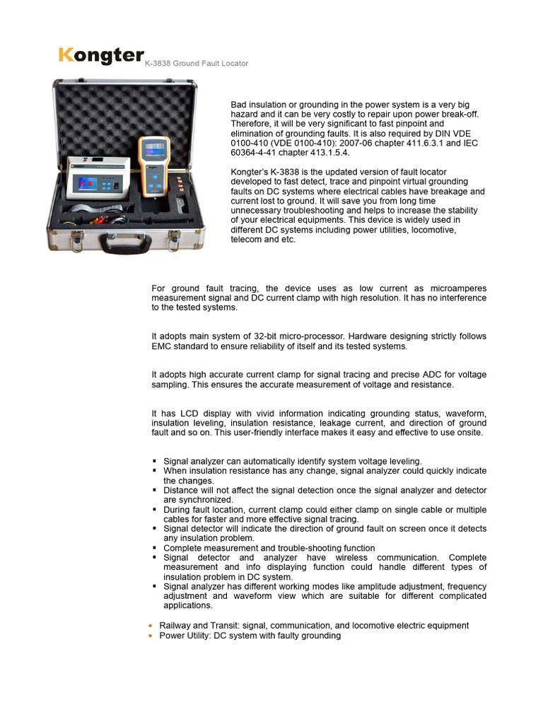 K-3838 DC Ground Fault Locator-171116 | PDF | Direct Current | Amplitude