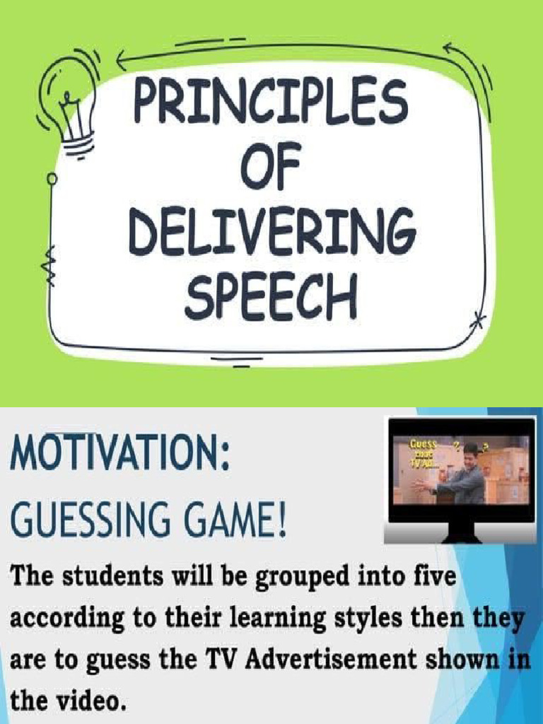 Principles of Delivering A Speech | PDF