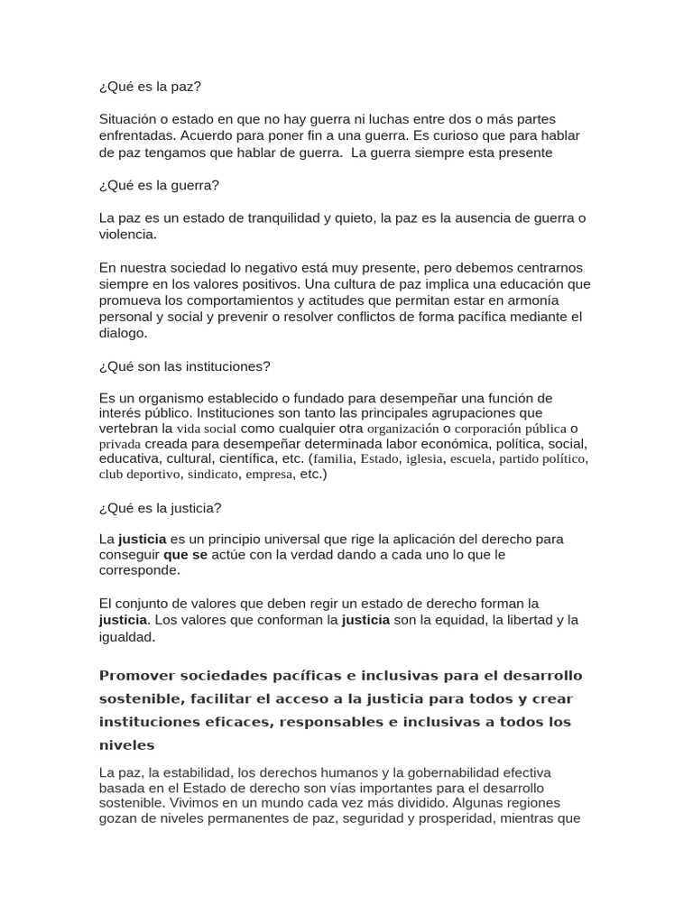 Guion Ods 16 PAZ de Los Objetibvos de Desalrrol | PDF | Paz | Institución