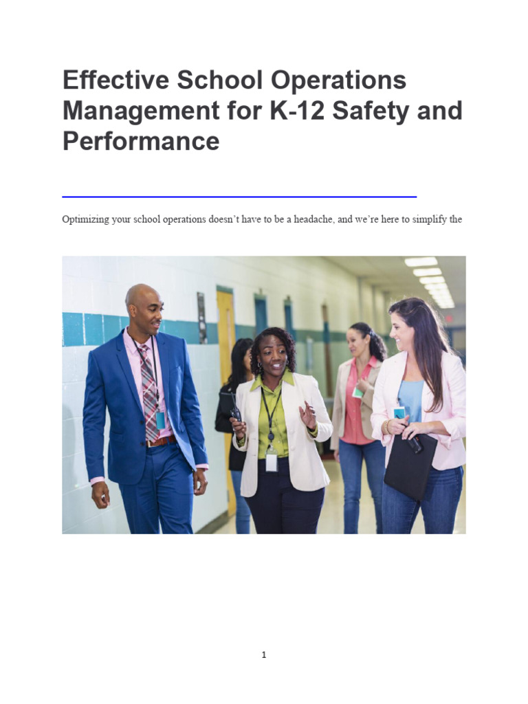 Importance of K-12 School Operations | PDF | Schools | Educational ...