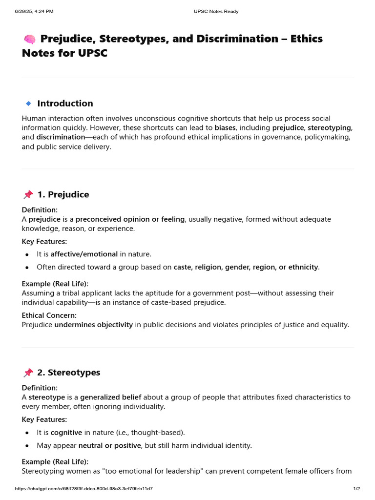 ? Prejudice, Stereotypes, And Discrimination – Ethics | PDF | Prejudices | Stereotypes
