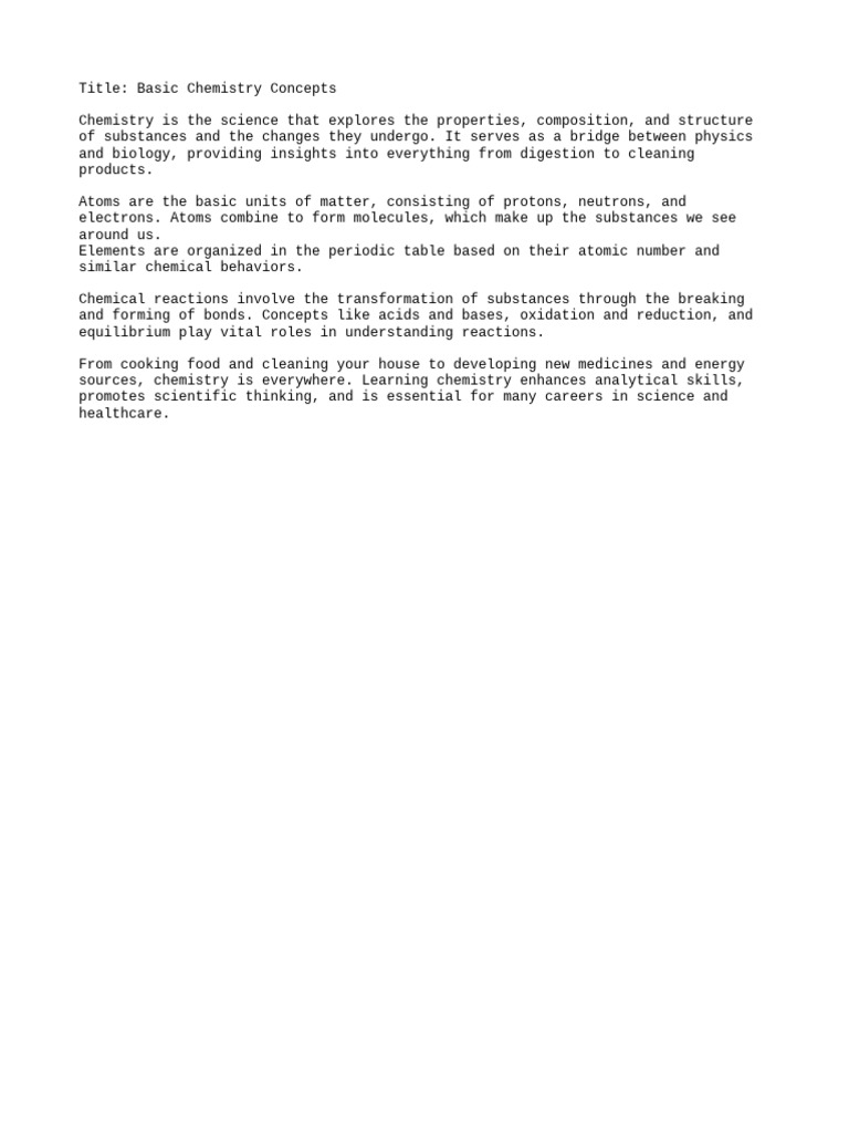 Basic Chemistry Concepts | PDF