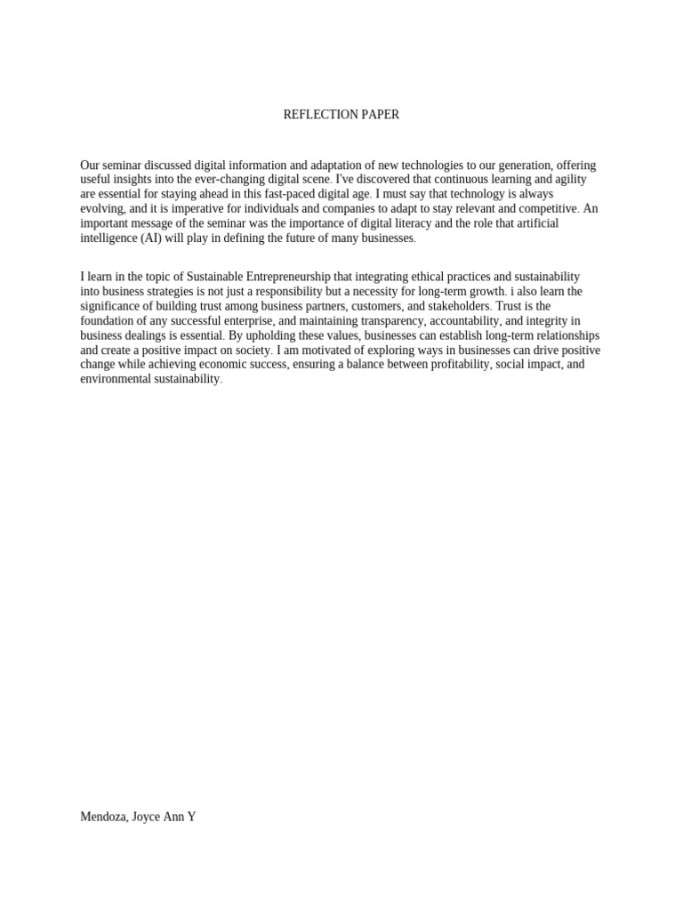 Reflectionpaper | PDF