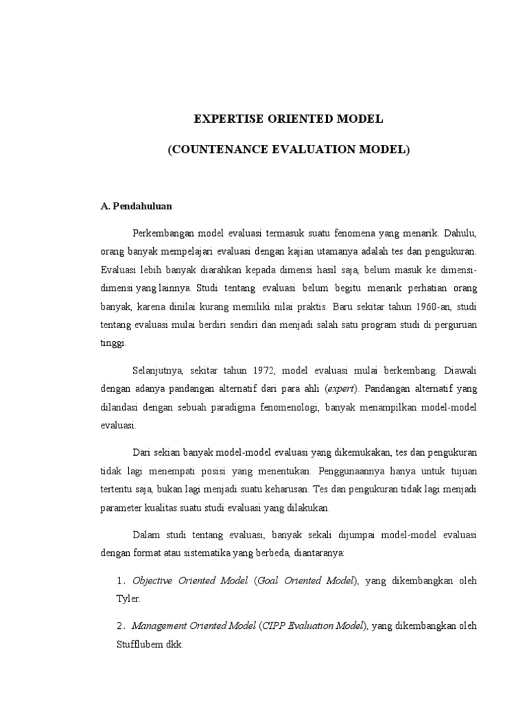 Model Evaluasi Countenance Stake | PDF