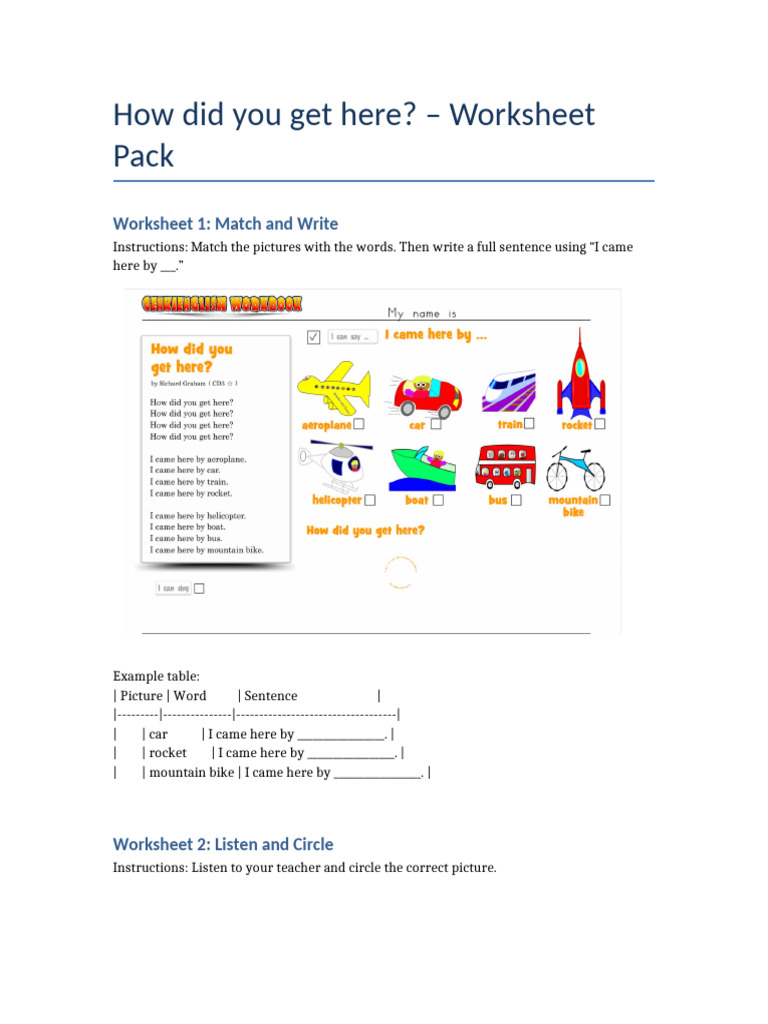How Did You Get Here Worksheet Pack | PDF