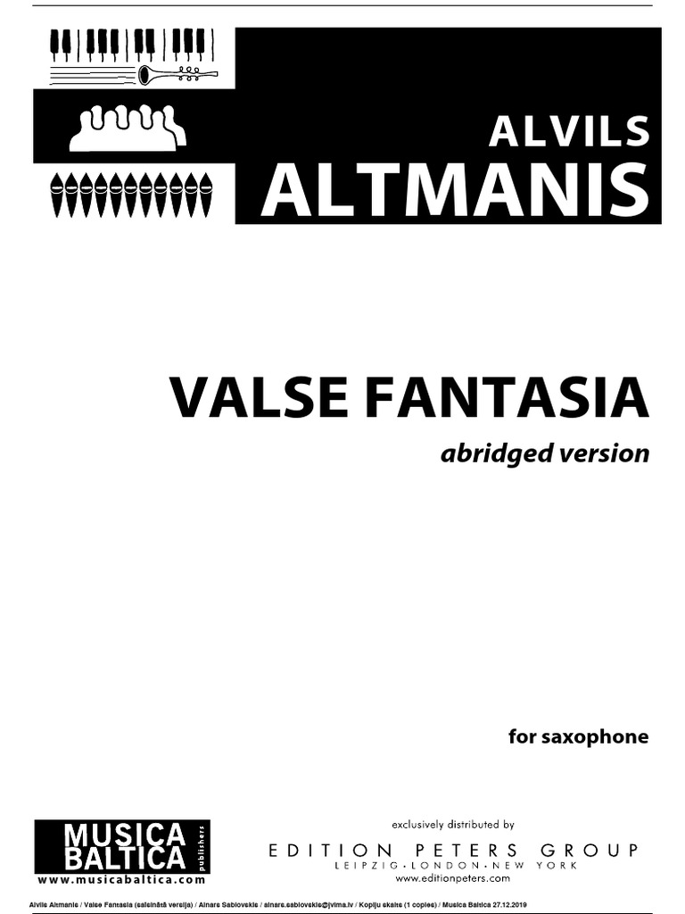 Alvils Altmanis Valse Fantasia Sasint Versija | PDF
