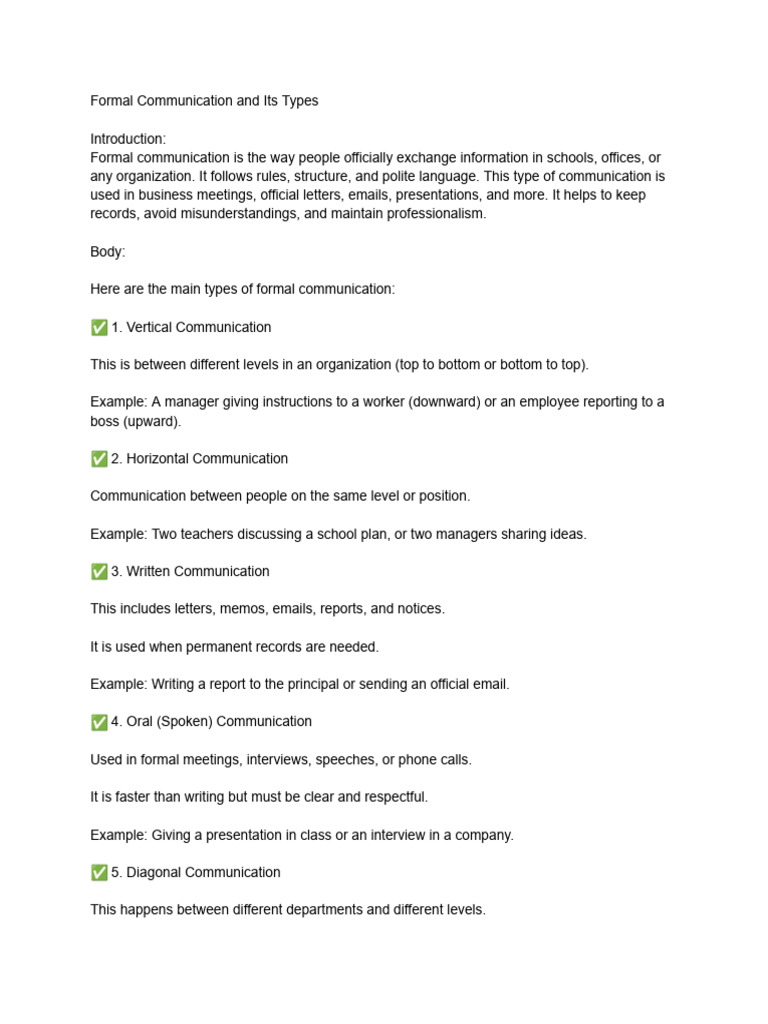 Formal Communication and Its Types | PDF