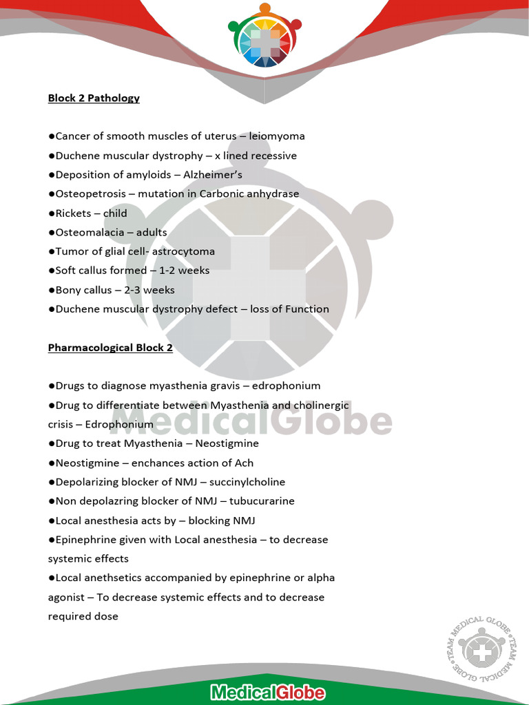 Block 2 Pharma and Patho | PDF