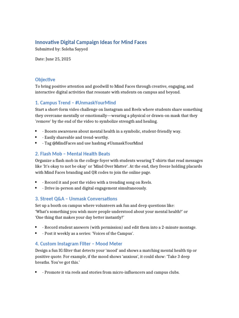 MindFaces Campaign Ideas SolehaSayyed | PDF