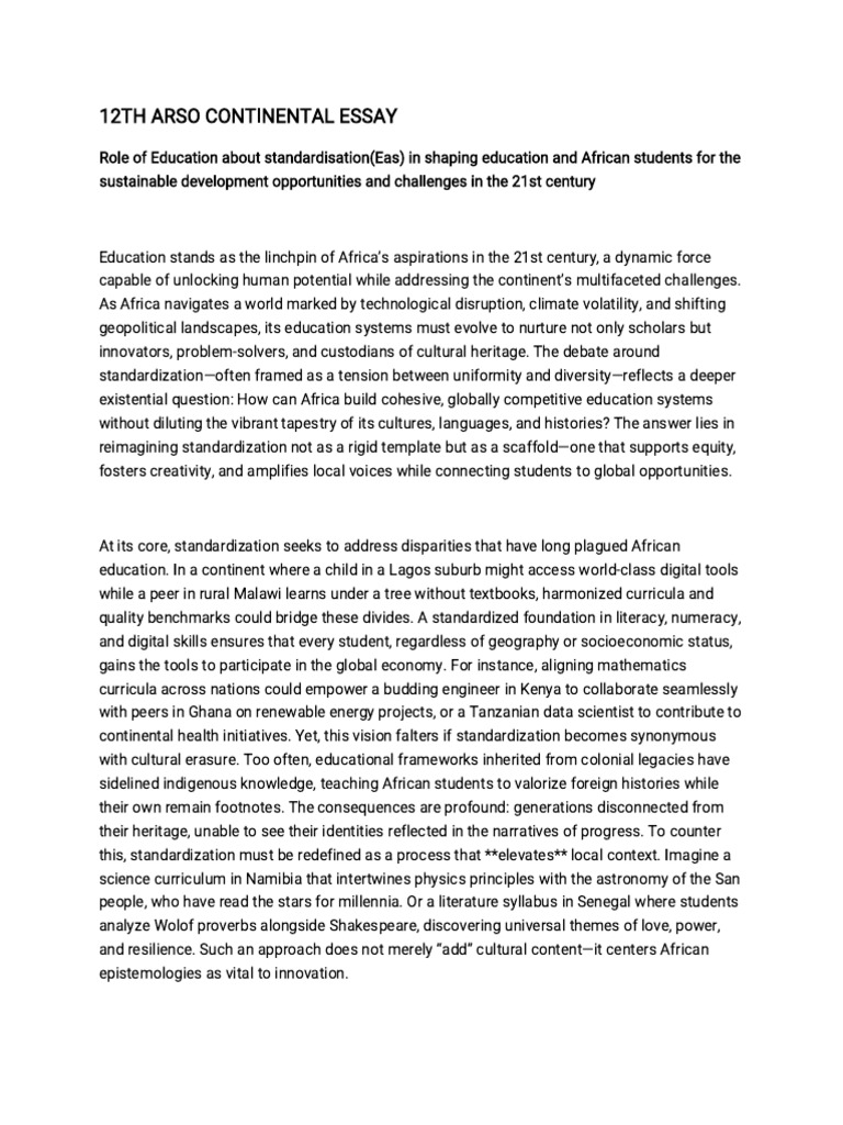 Education and Standardization in Africa | PDF | Teachers | Learning
