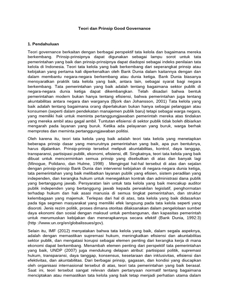 Teori Dan Prinsip Good Governance | PDF